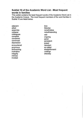 Academic word lists | PDF