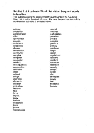 Academic word lists | PDF