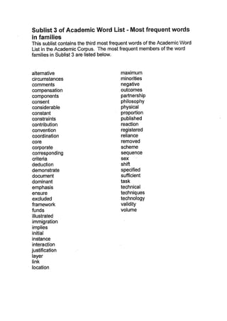 Academic word lists | PDF