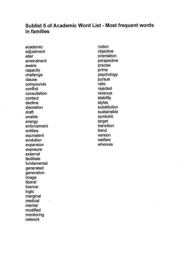 Academic word lists | PDF