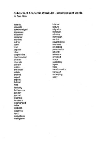 Academic word lists | PDF
