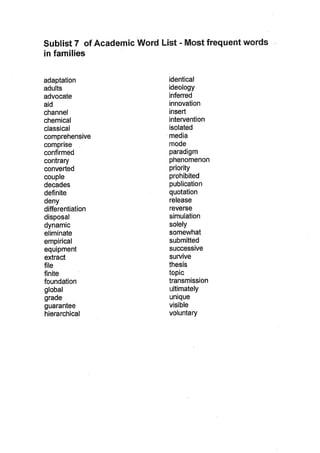 Academic word lists | PDF