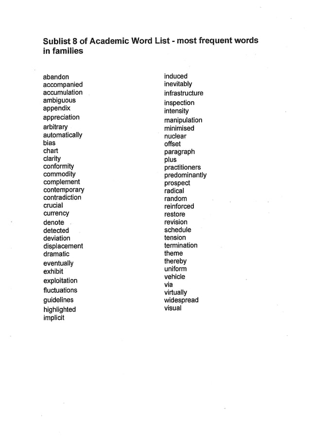 Academic word lists | PDF