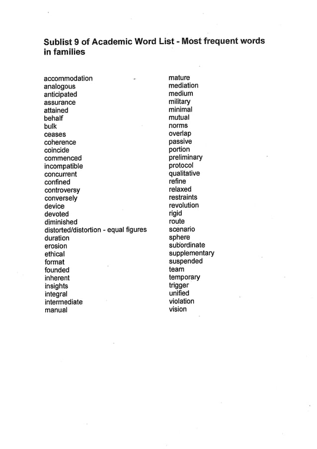 Academic word lists | PDF