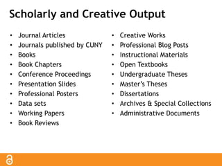 Introducing CUNY Academic Works (Graduate Center Edition) | PPTX