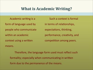 What You Need to Know about Academic Writing | PDF