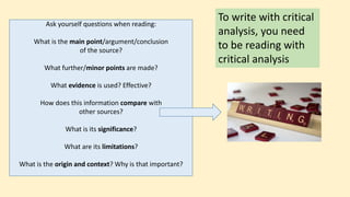 Academic writing critical analysis l7 | PPTX