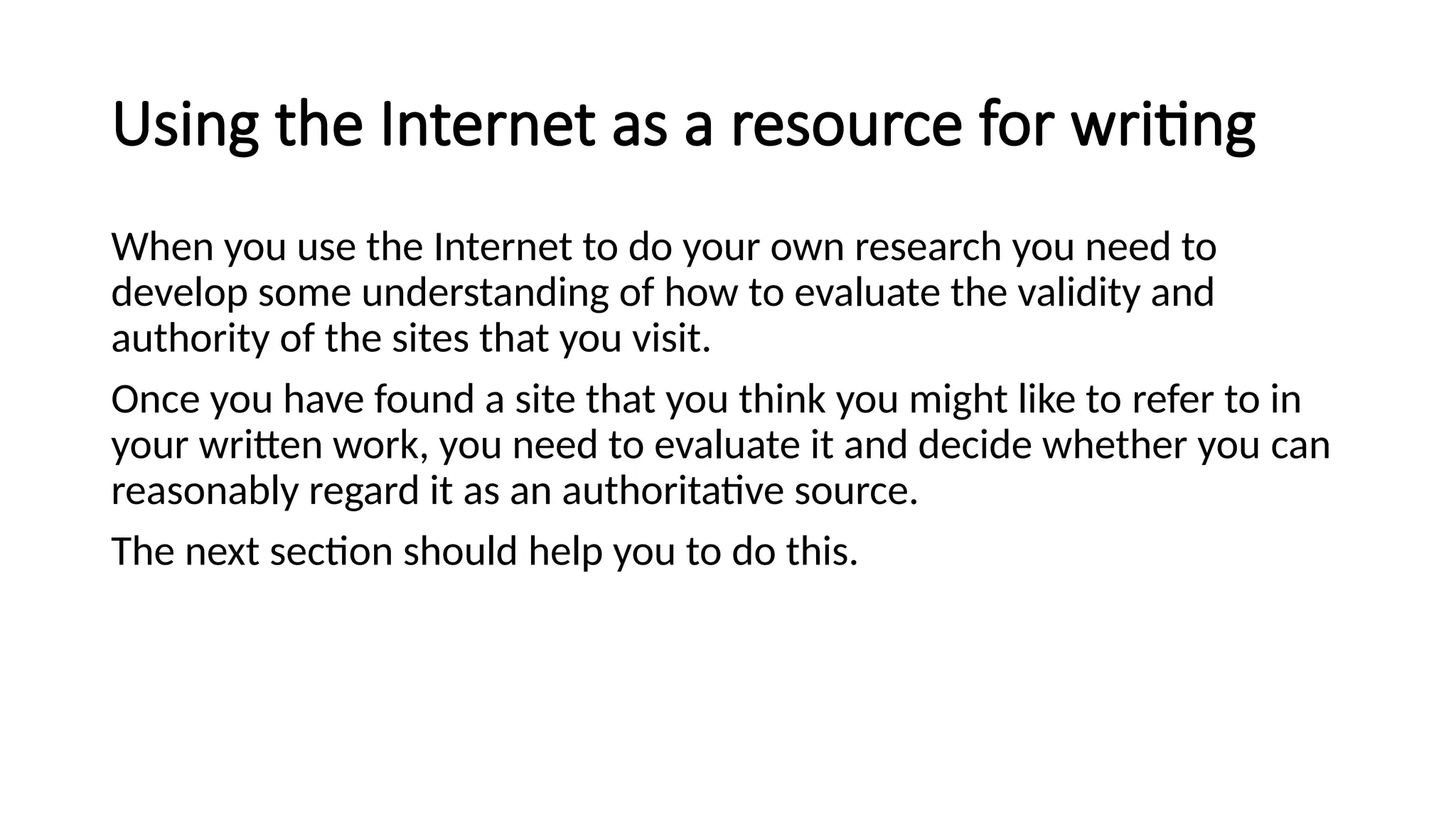 Using the Internet as a resource for writing | PPT