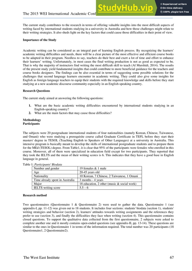 Academic Writing Difficulties | PDF