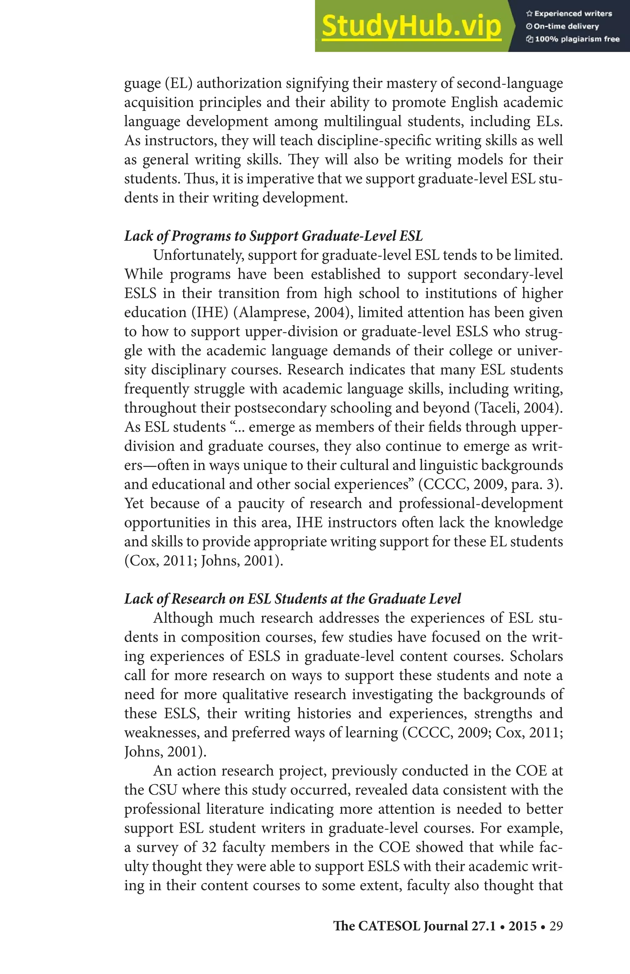 Academic Writing For Graduate-Level English As A Second Language ...