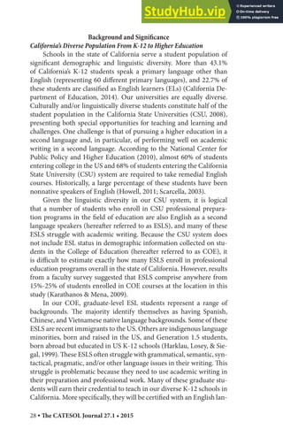 Academic Writing For Graduate-Level English As A Second Language Students Experiences In ...