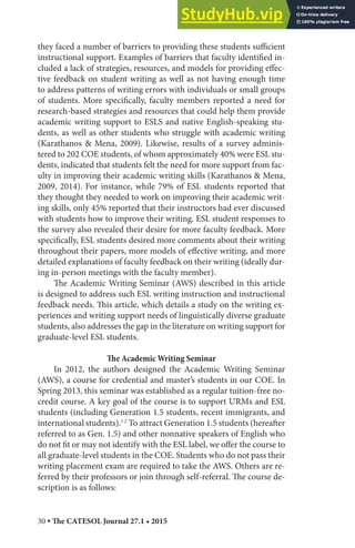 Academic Writing For Graduate-Level English As A Second Language Students Experiences In ...