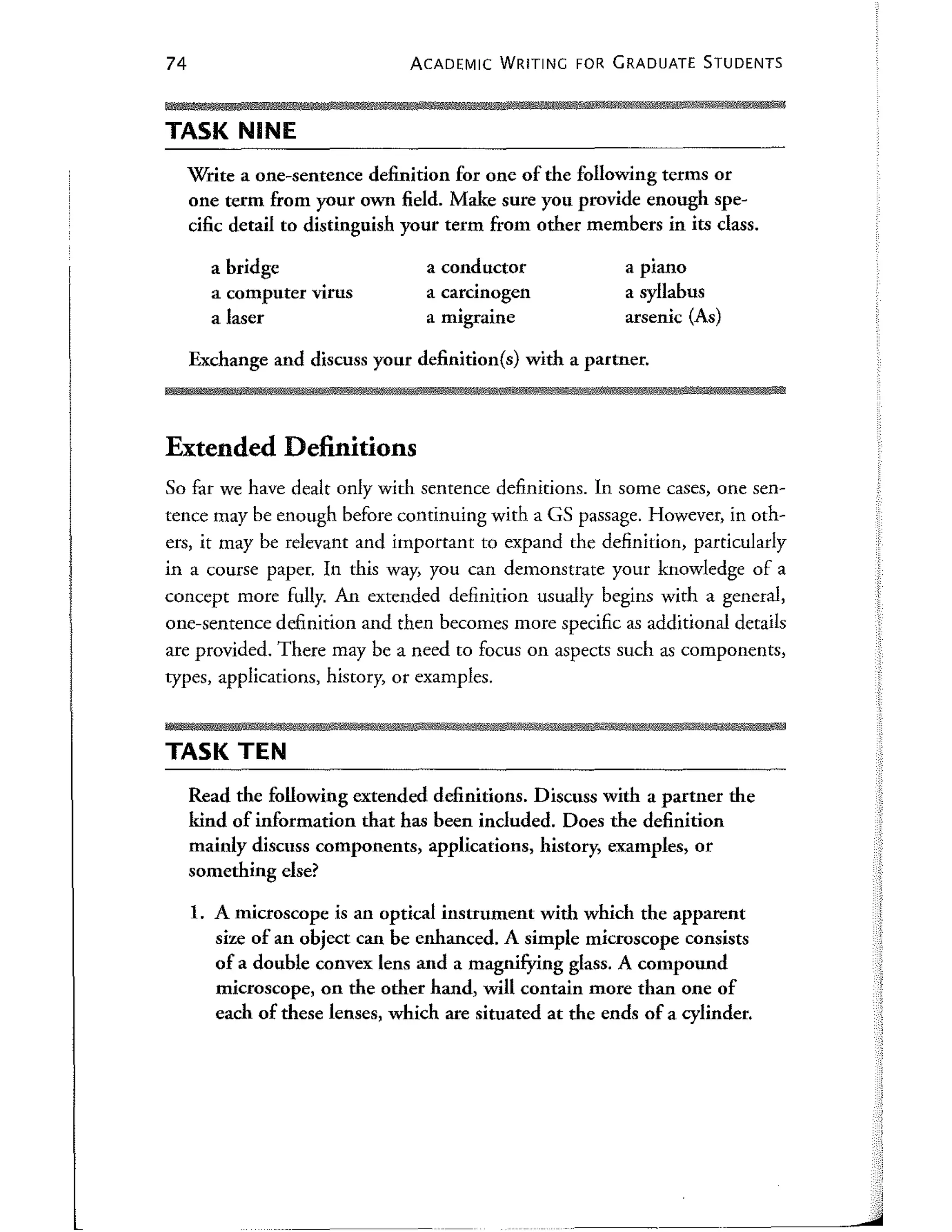 Academic writing for graduate students extended definitions (2) | PDF