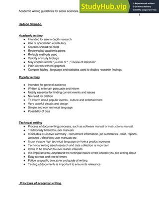 Academic Writing Guidelines For Social Sciences | PDF | Education