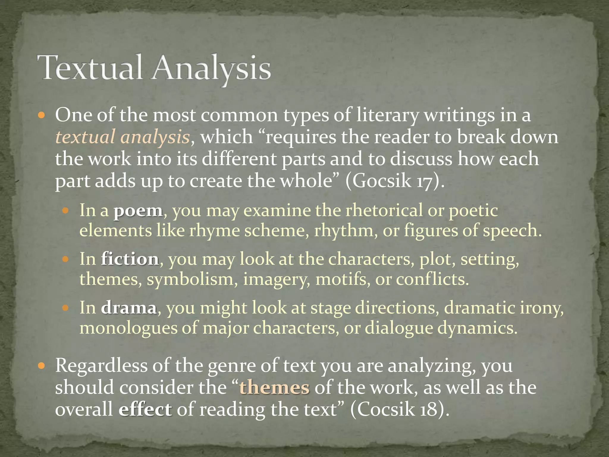 Academic writing on literature (from Gocsik’s Writing About World ...