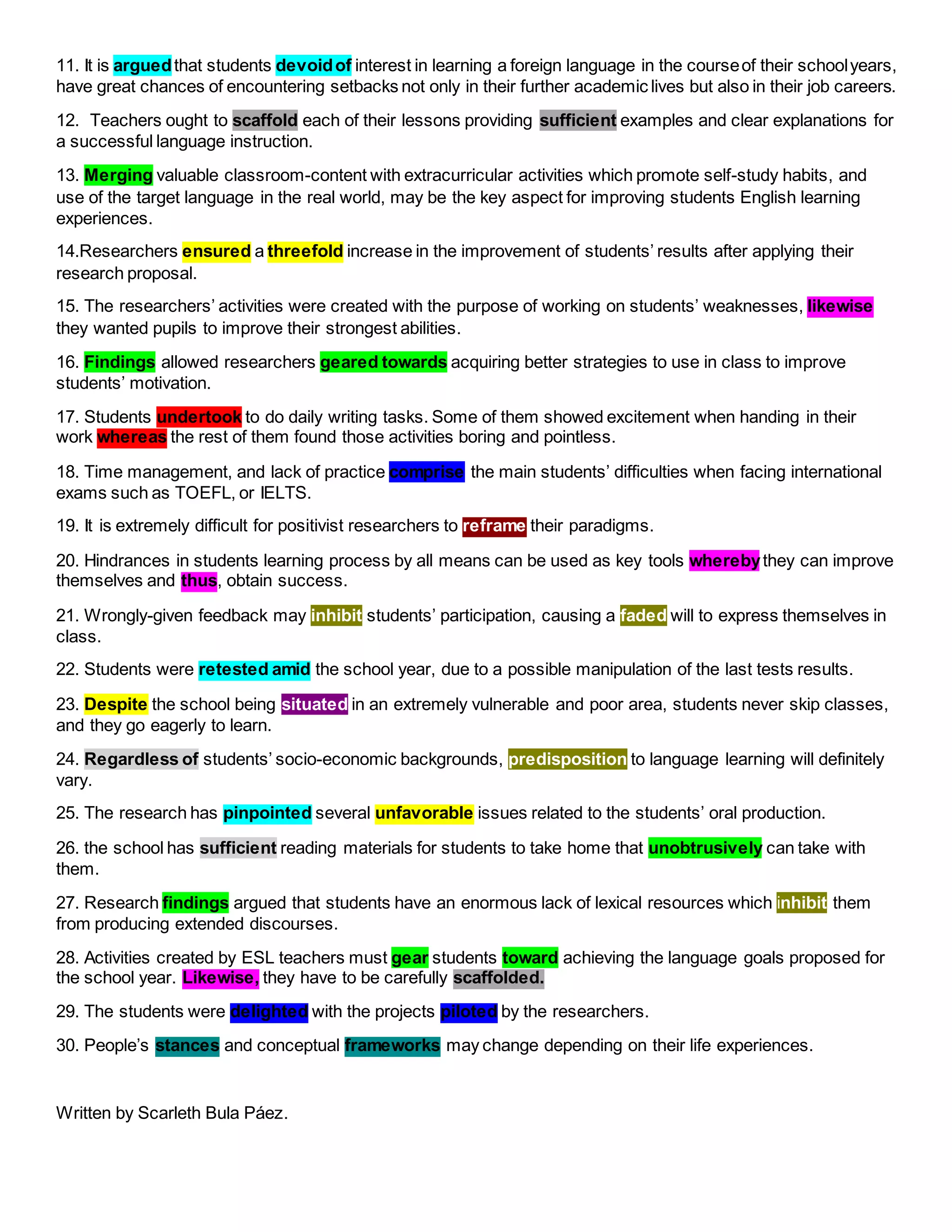 Academic writing portfolio 1 academic vocabulary list and sentences ...