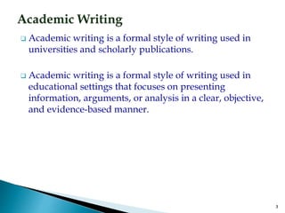 Academic Writing Presentation in Education | PPT