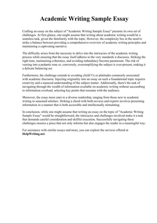 Academic Writing Sample Essay.pdf | Homework and Study | Education