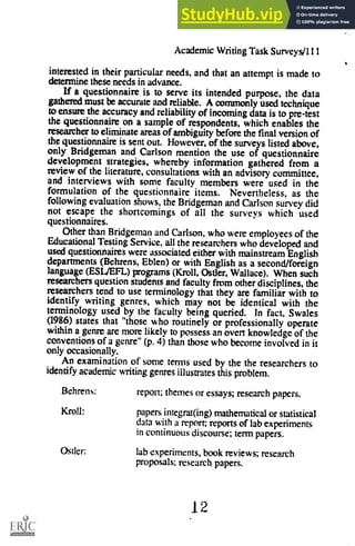 Academic Writing Task Surveys The Need For A Fresh Approach | PDF