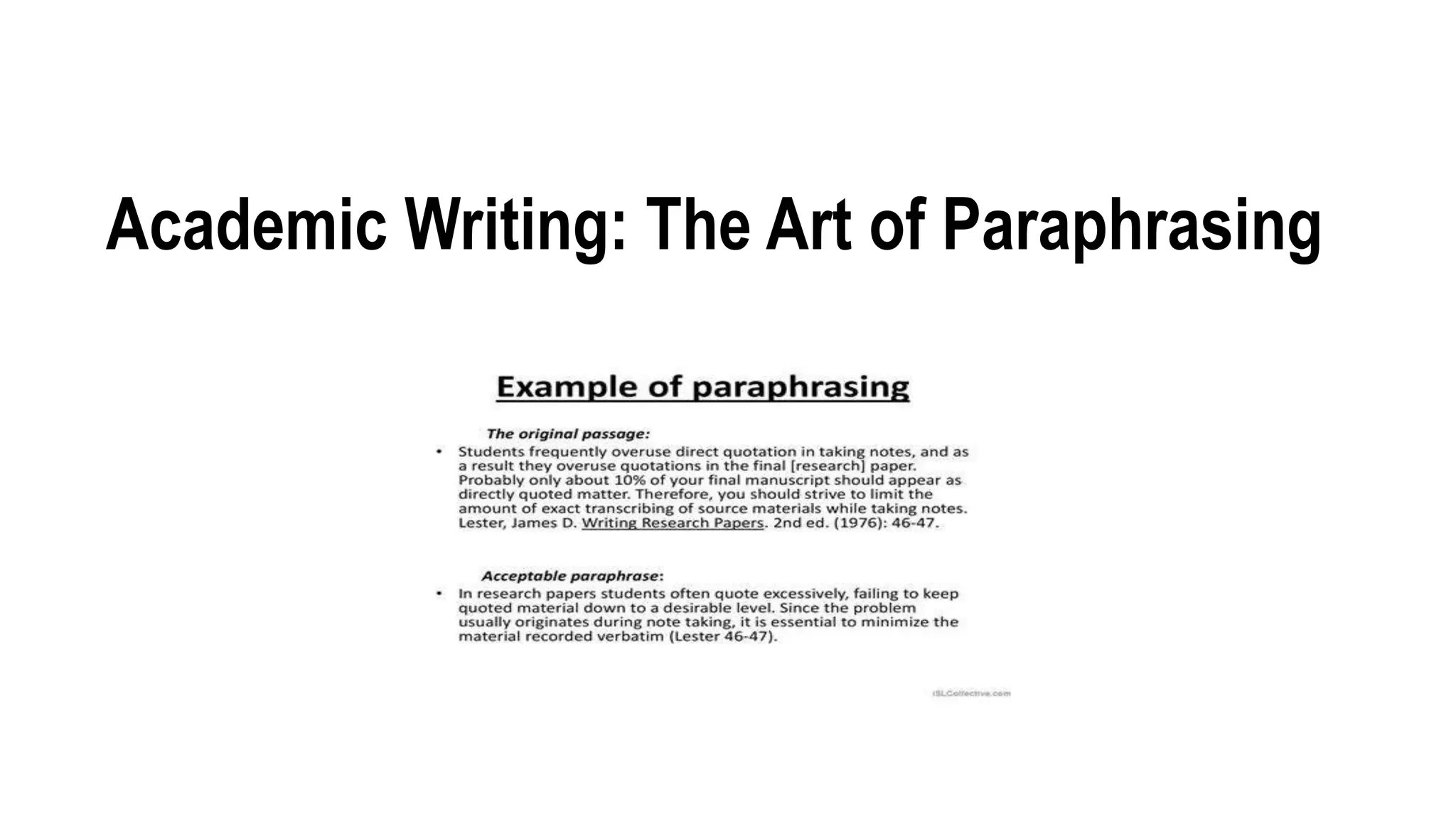 Academic Writing_ The Art of Paraphrasing.pptx