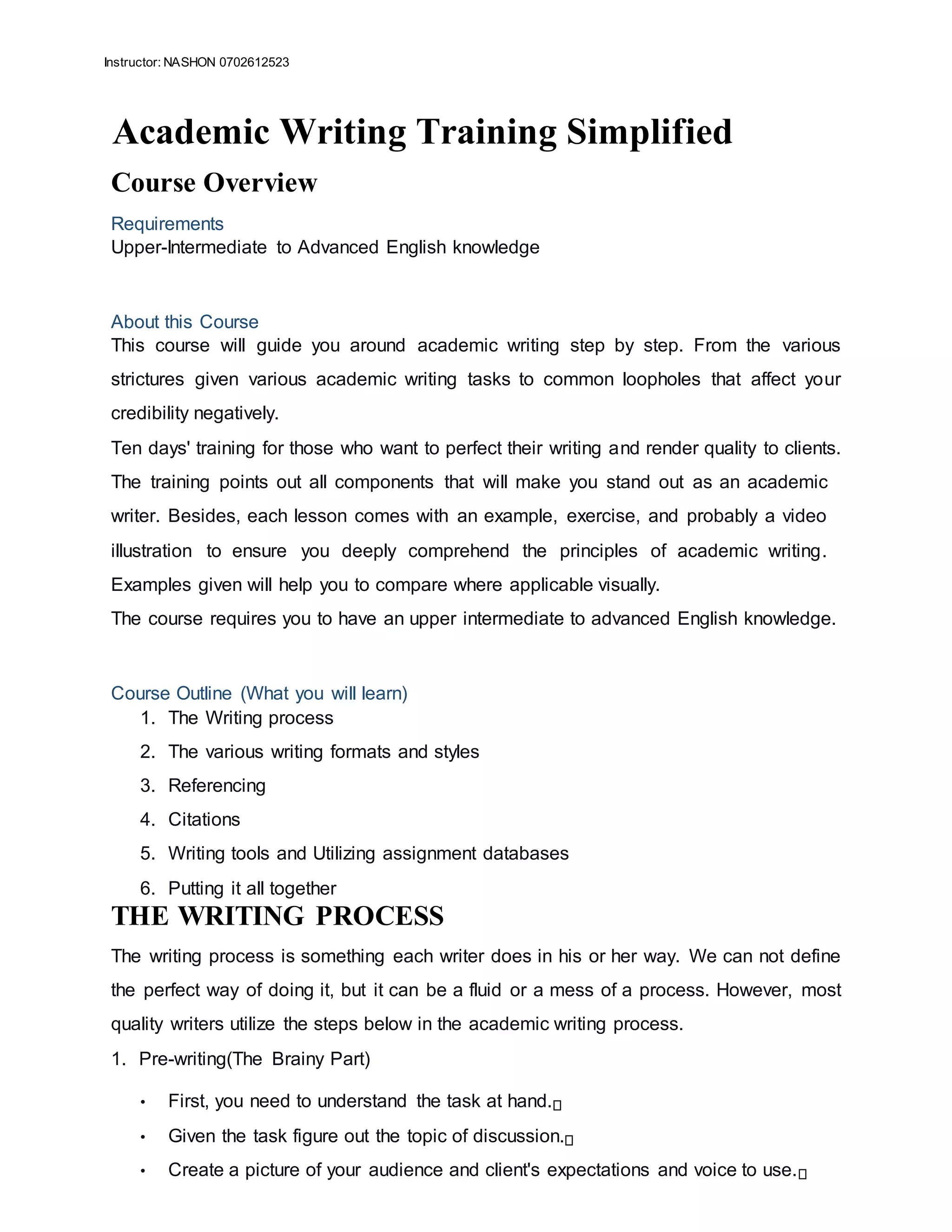 Academic writing training simplified 0702612523 | PDF