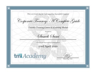 Certificate in Corporate Treasury -TMI | PDF