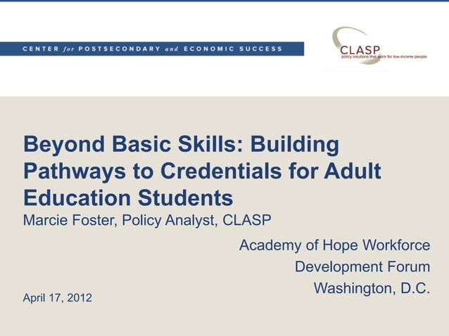 Beyond Basic Skills: Building Pathways to Credentials for Adult ...