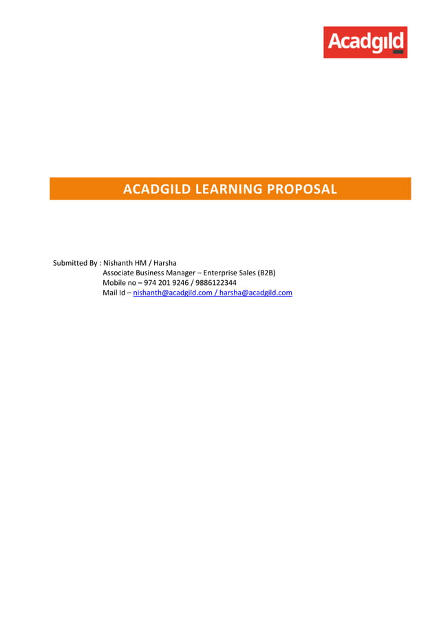 Acadgild learning proposal | PDF