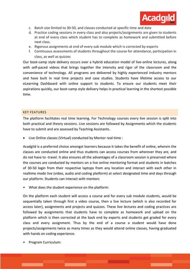 Acadgild learning proposal | PDF