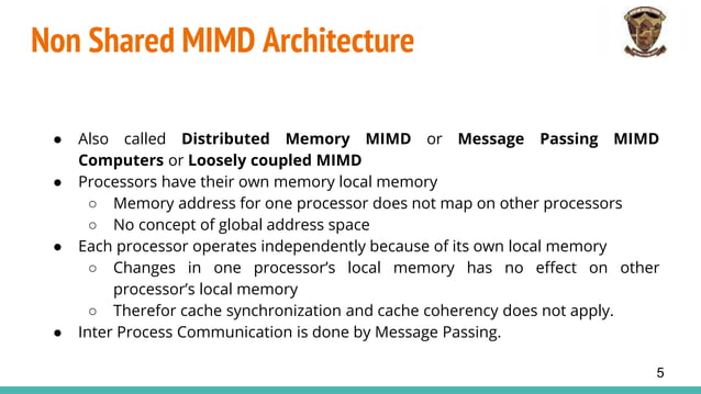 distributed memory architecture/ Non Shared MIMD Architecture | PPTX