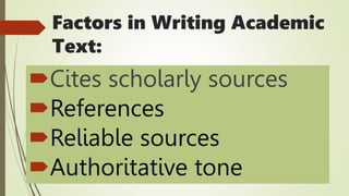 EAPP academic versus professional writing | PPT