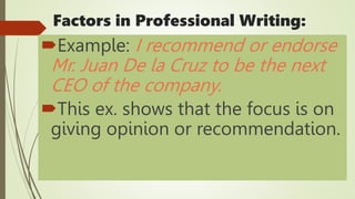 EAPP academic versus professional writing | PPTX