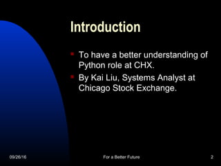 CHX PYTHON INTRO | PPT