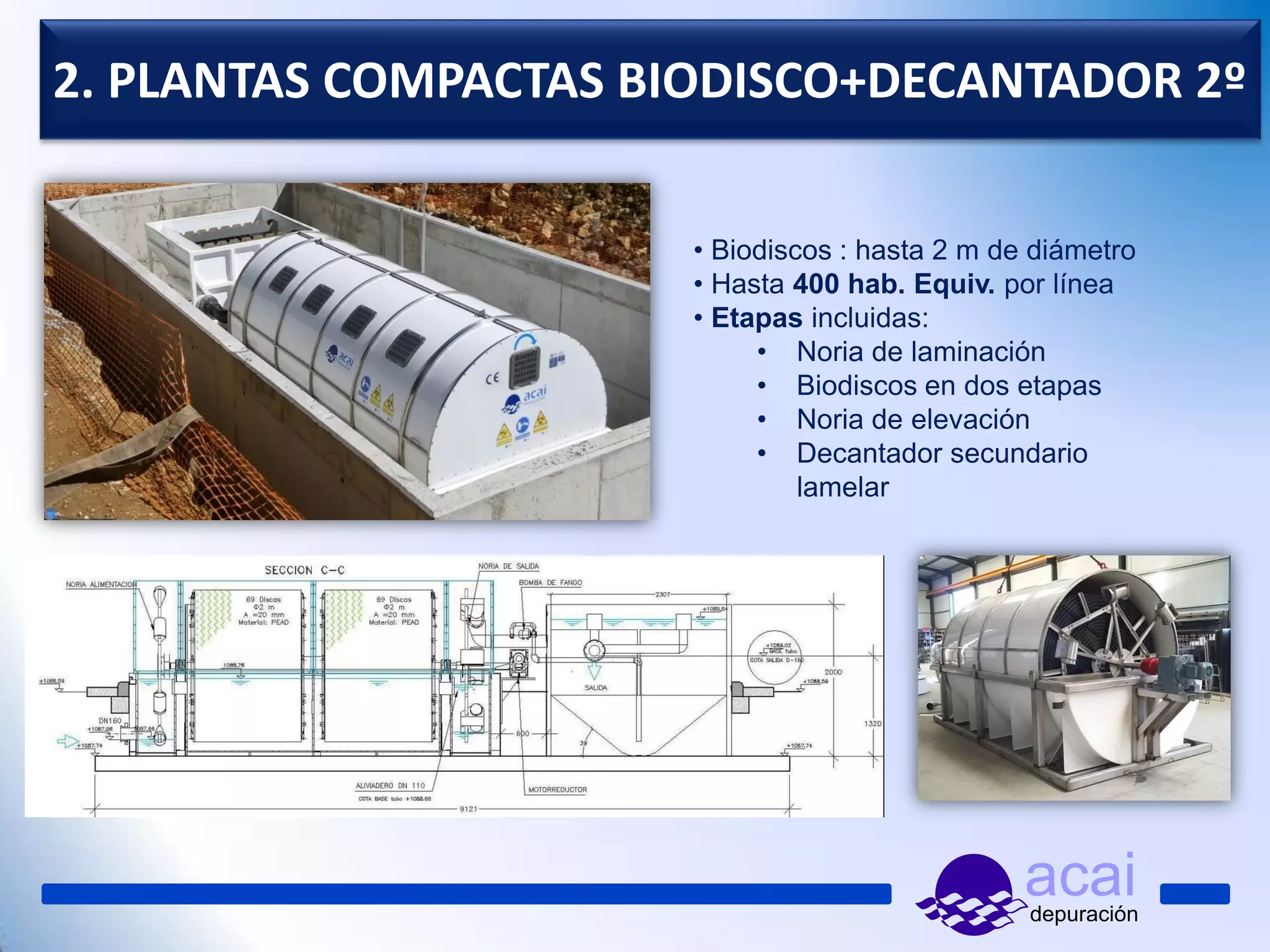Biodiscos ACAI para tratamiento aguas y EDAR´s (plantas compactas llave ...
