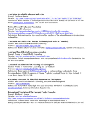 ACA Journal Submissions