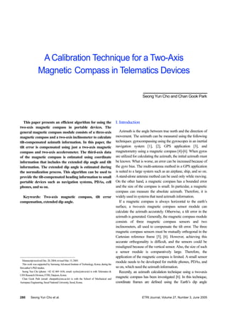 A calibration technique for a two axis magnetic compass in telematics devices | PDF