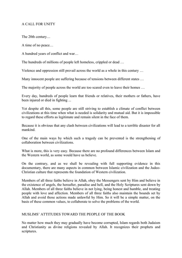 A call for unity 1. english | DOC | Christianity | Religion & Spirituality