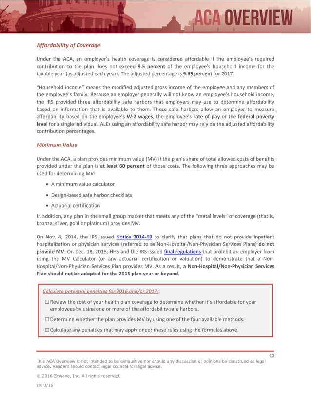 ACA Overview - 2017 Compliance Checklist | PDF