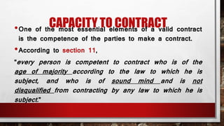 Capacity and validity of contract | PPTX
