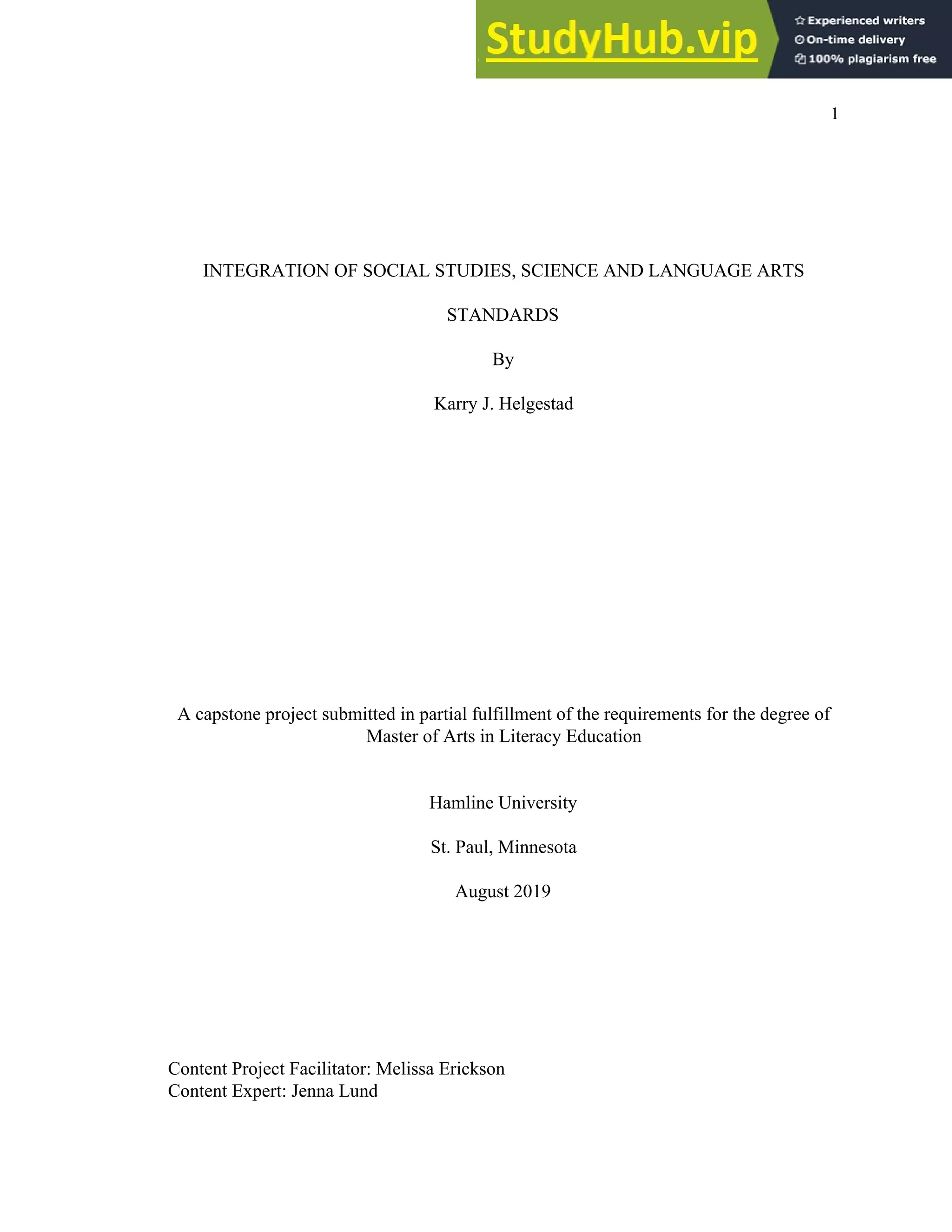 A Capstone Project Submitted In Partial Fulfillment Of The Requirements ...