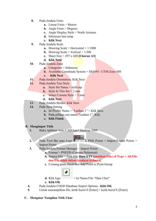 Modul Import Titik AutoCAD Land Desktop 2009 | PDF