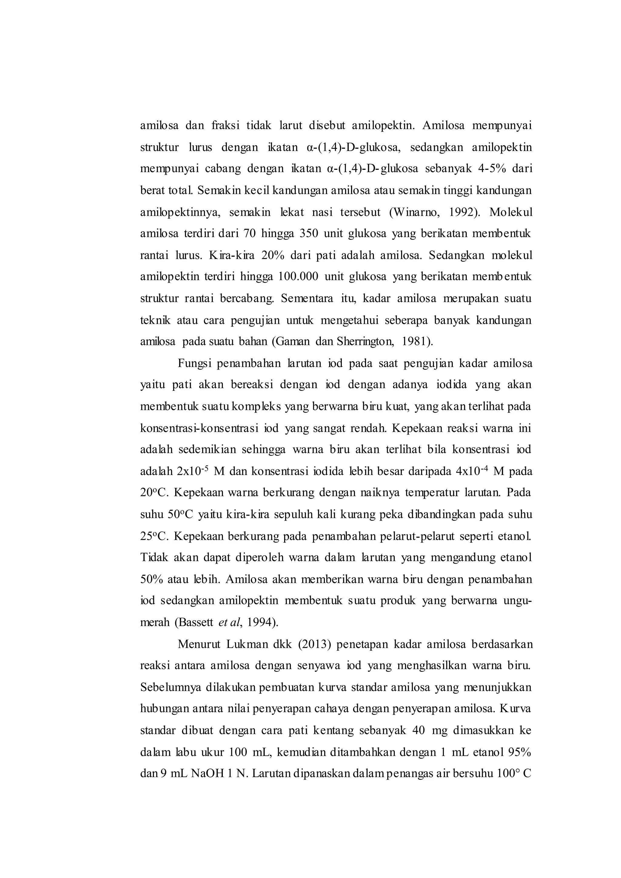 Acara II Kadar Amilosa | DOCX