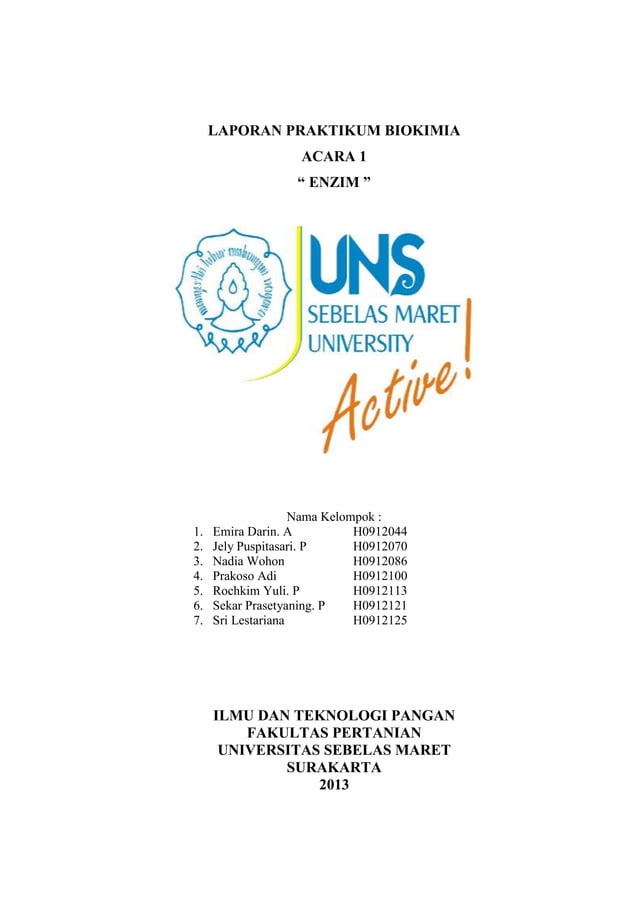 Laporan Biokimia ITP UNS SMT3 Enzim | DOC