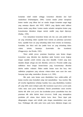 Acara I Pembuatan Larutan dan Standarisasinya | DOCX