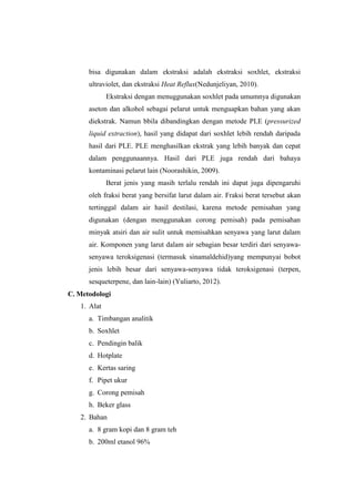 ITP UNS SEMESTER 2 Laporan KimOr Acara 4 Ekstraksi Kafein | DOCX