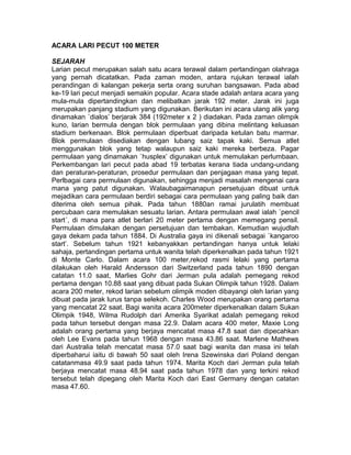 Acara lari pecut 100 meter | DOC