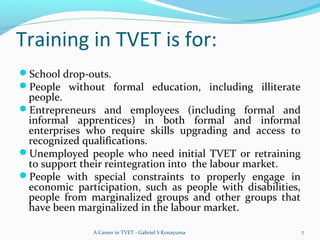 A career in technical and vocational education and training | PPT