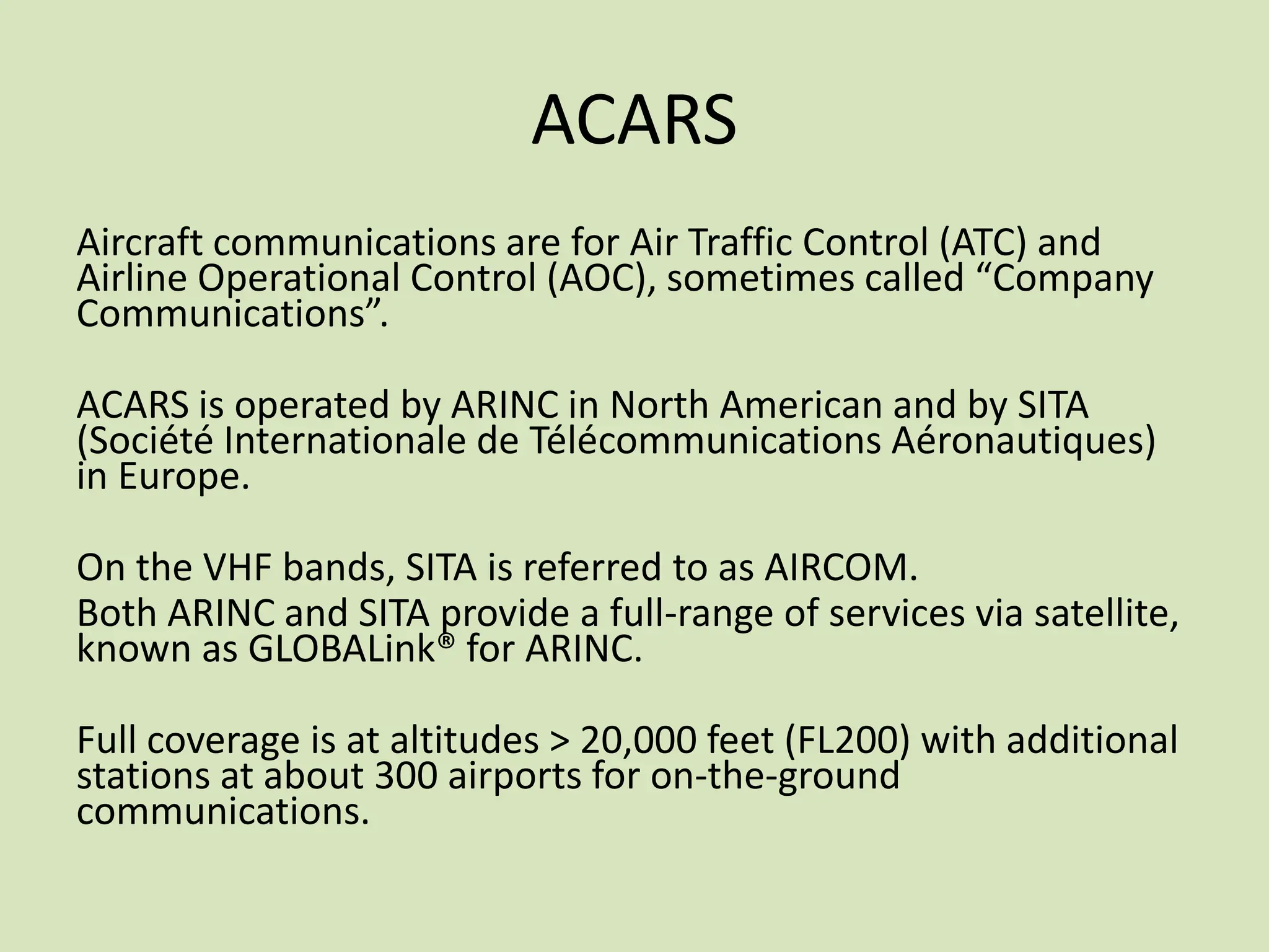 ACARS structural overview, main features | PPTX
