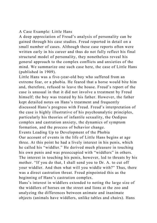 A Case Example Little HansA deep appreciation of Freud’s analys.docx