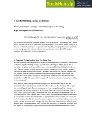 A Case For Thinking Outside The Toolbox.Pdf